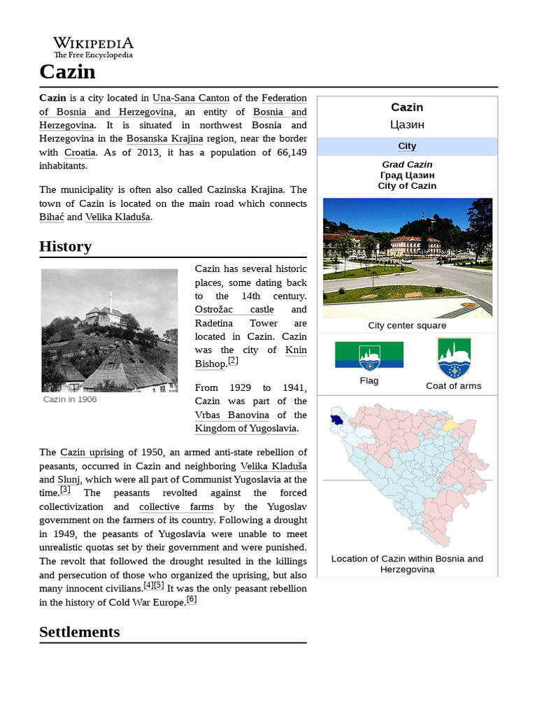 Cazin | PDF | Bosnia And Herzegovina | Balkans