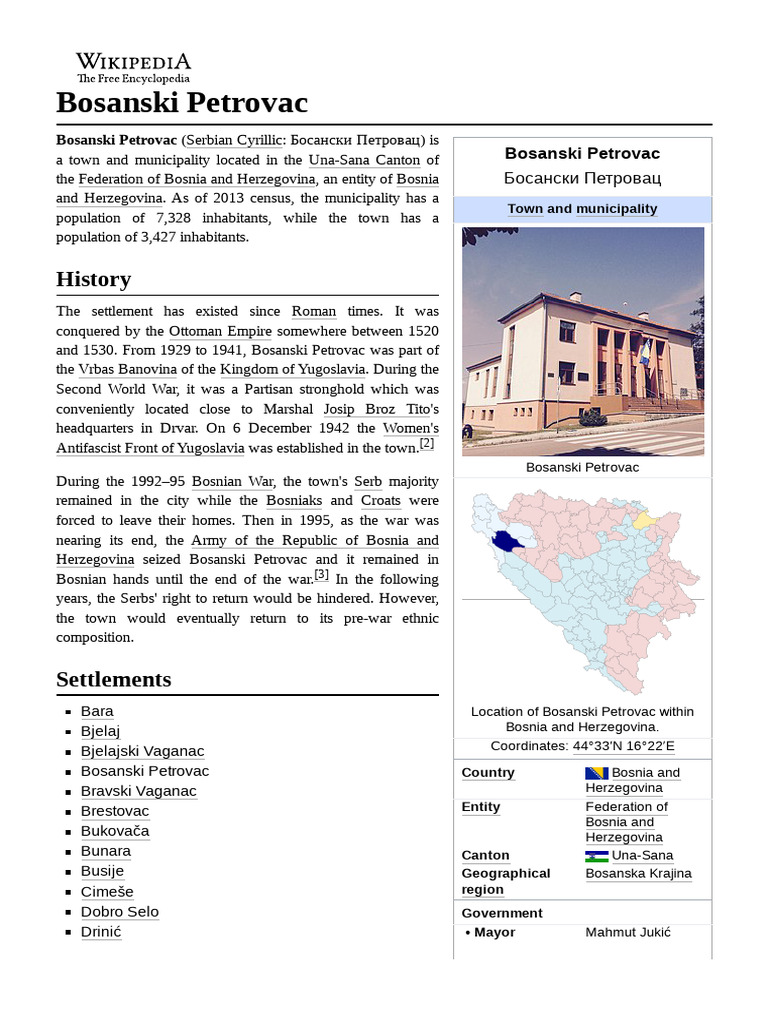 Bosanski Petrovac | PDF | Bosnia And Herzegovina | Balkans