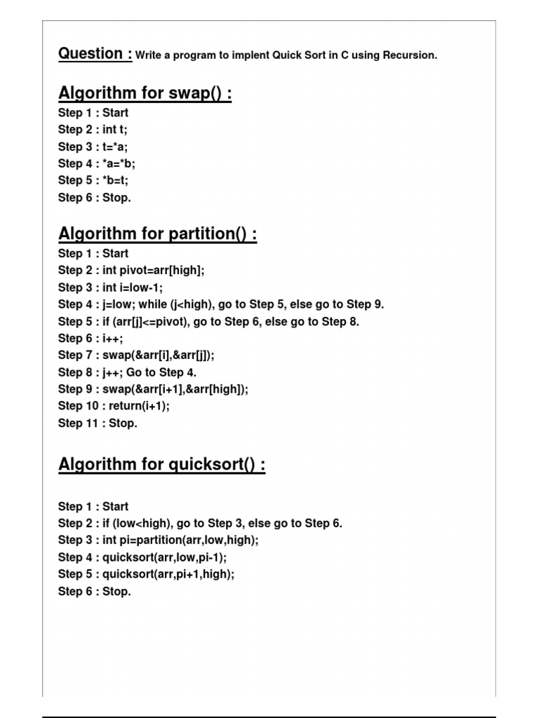 Quicksort Pdf Algorithms And Data Structures Algorithms