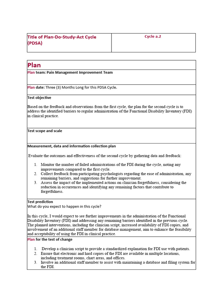 PDSA Cycle for FDI Administration Improvement | PDF | Information