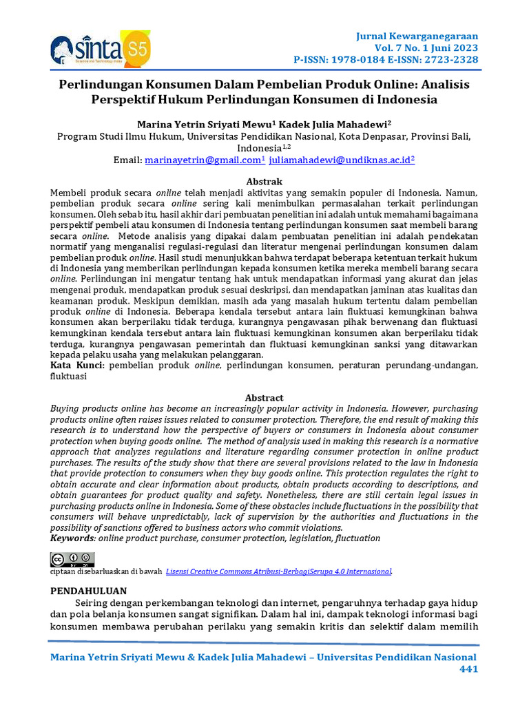 Perlindungan Konsumen Dalam Pembelian Produk Online: Analisis Perspektif Hukum Perlindungan ...