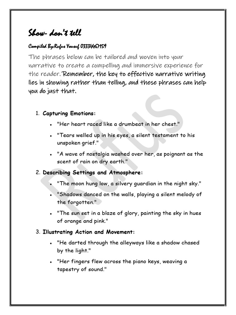 Show Dont Tell | PDF | Poetry