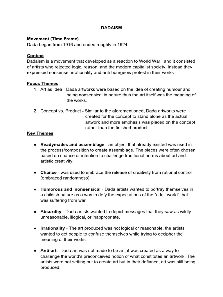 DADAISM | PDF | The Arts | Liberal Arts Education