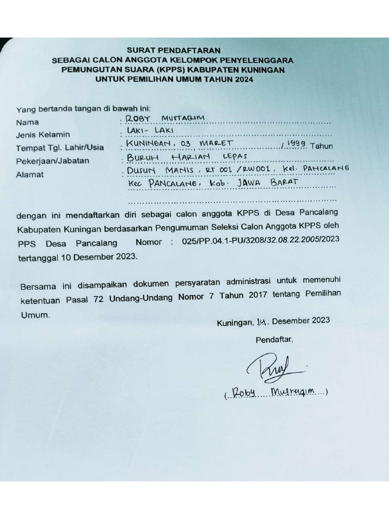 surat pendaftaran | PDF