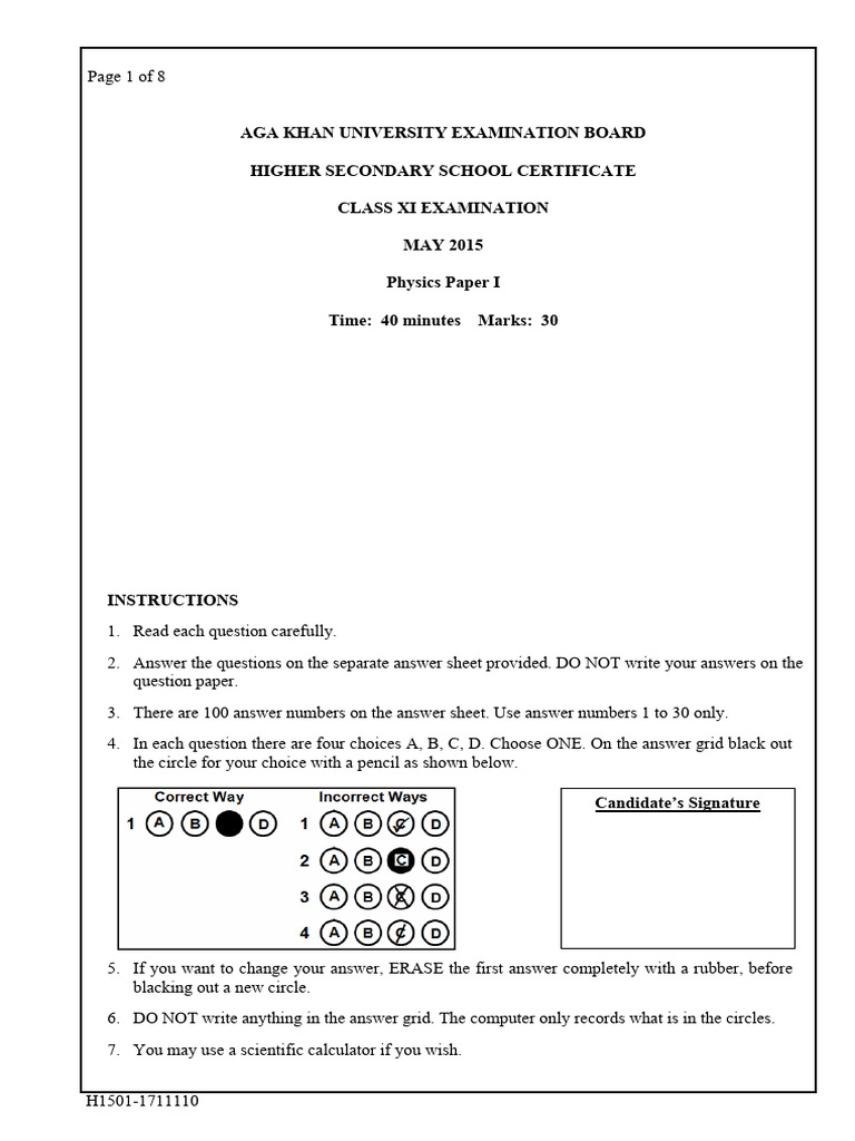 Physics HSSC 1 Paper I | PDF | Waves | Oscillation