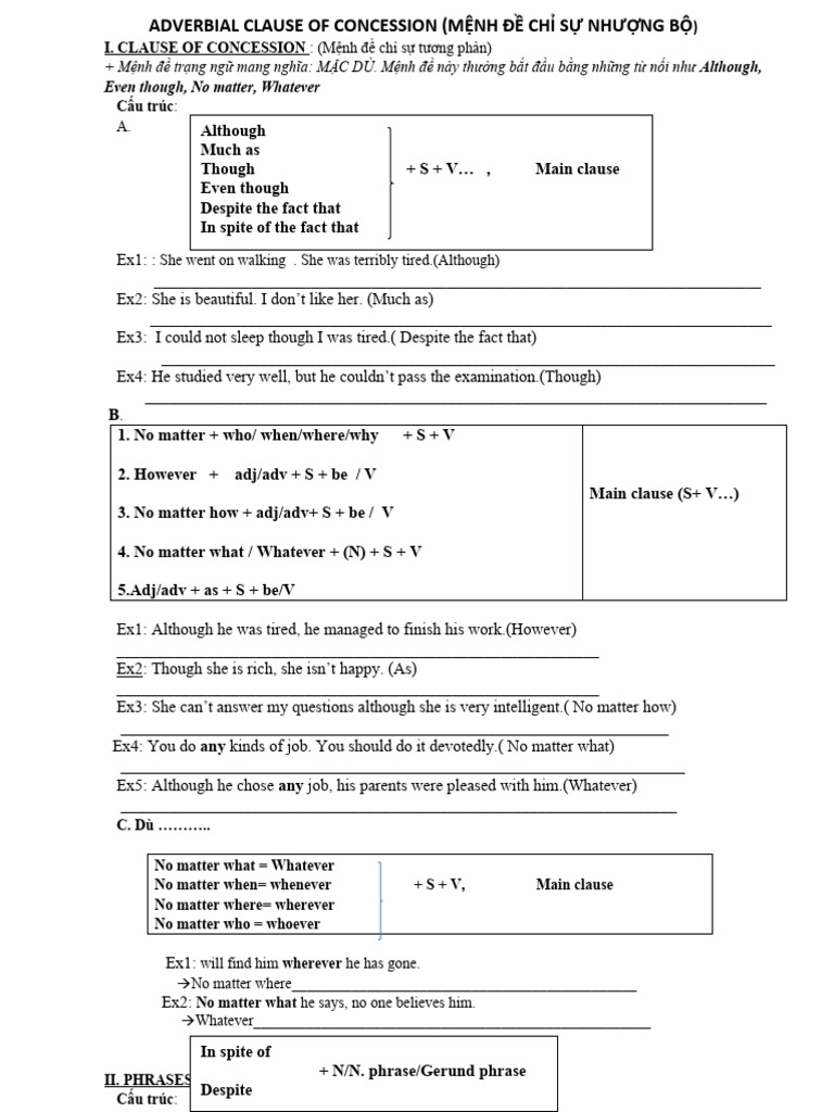 Adverbial Clause of Concession 2 | PDF