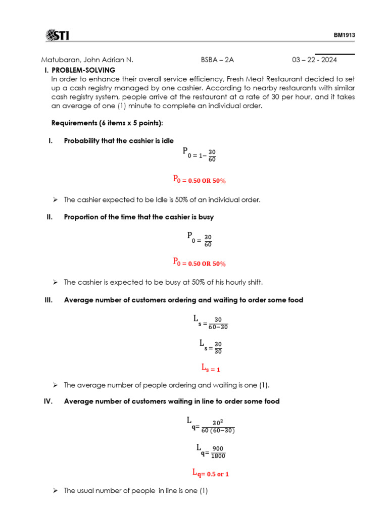 Enhancing Cashier Efficiency at Restaurants | PDF | Finance & Money ...
