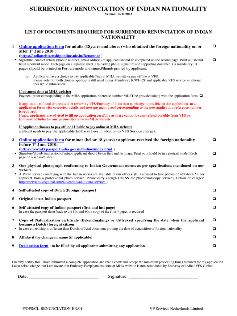 0 Application Checklist For VFS Schangen | PDF | Online And Offline ...
