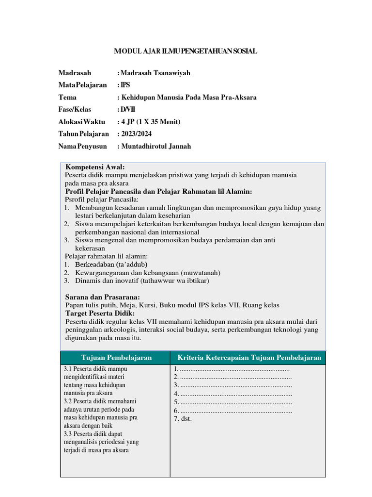 MODUL AJAR - Tgs Startegi Pembelajaran - 210102110020-Pips C | PDF