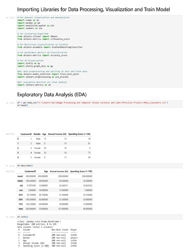 Mall Customer Segmentation Using KMeans Clustering Algorithm and Classification Algorithm | PDF