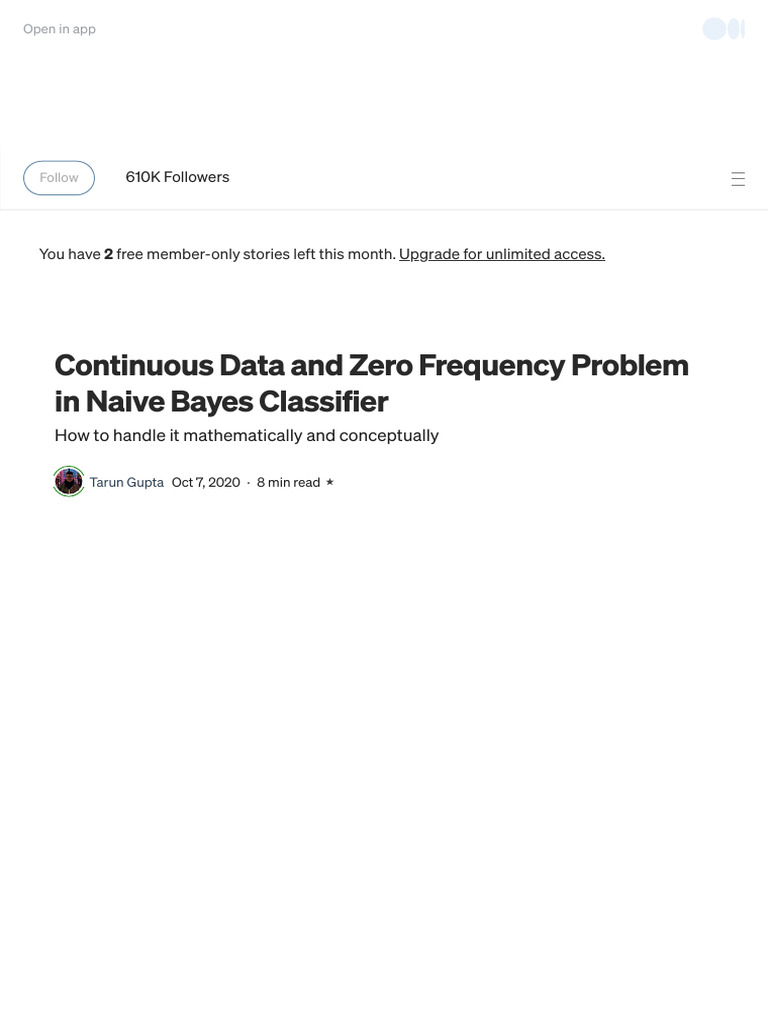 Lecture - 4.2 - Continuous Data and Zero Frequency Problem in Naive Bayes Classifier | PDF ...