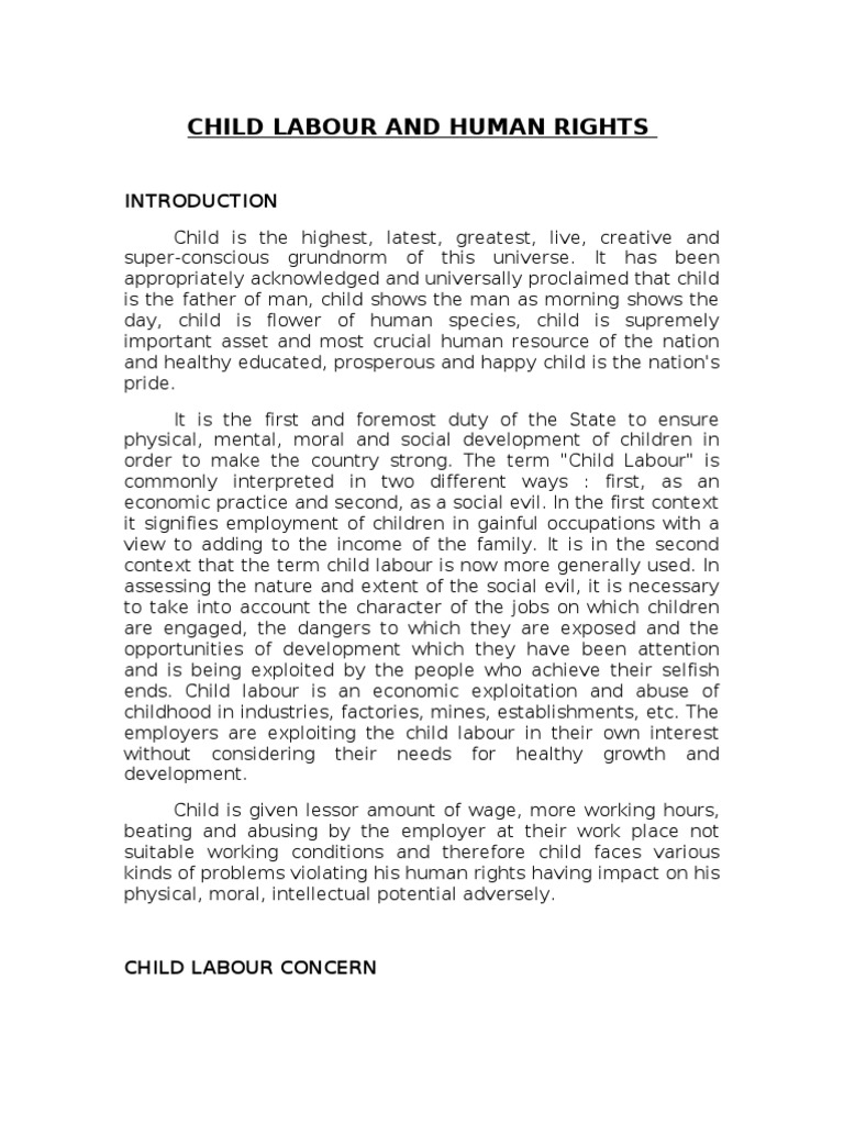 Child Labour and Human Rights Issues | PDF