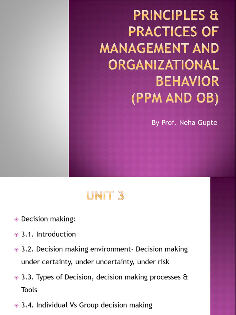 Unit 3 & 4 | PDF | Decision Making | Consensus Decision Making