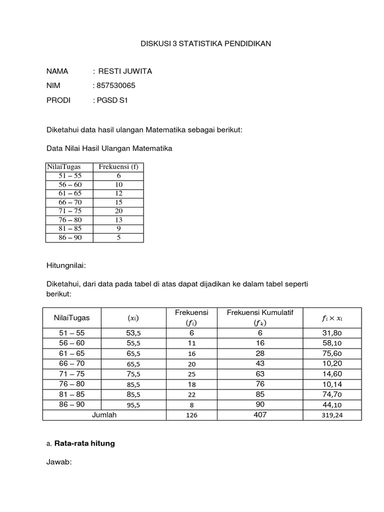 Diskusi 3 Statistika Pendidikan | PDF