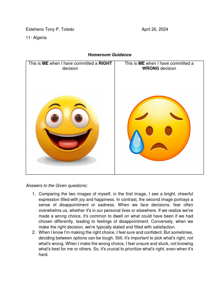 HG answer | PDF | Feeling | Happiness