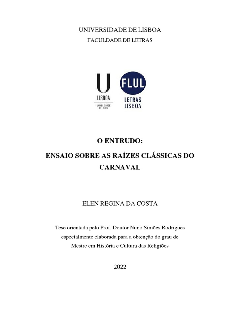 O ENTRUDO Ensaio sobre as raízes clássicas do carnaval | PDF | Carnaval ...