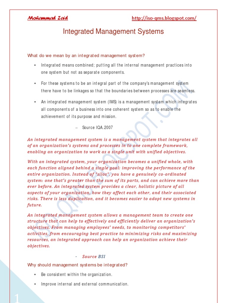 Integrated Management System | PDF | Quality Management | Iso 9000