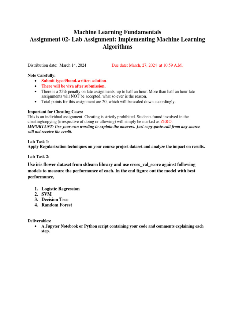 Assignment02 ML LAB SP24 | PDF | Career & Growth