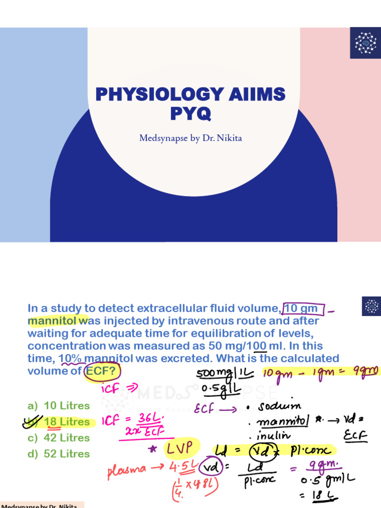 Medsynapse Review: Key Physiology Questions | PDF | Pancreas | Physiology