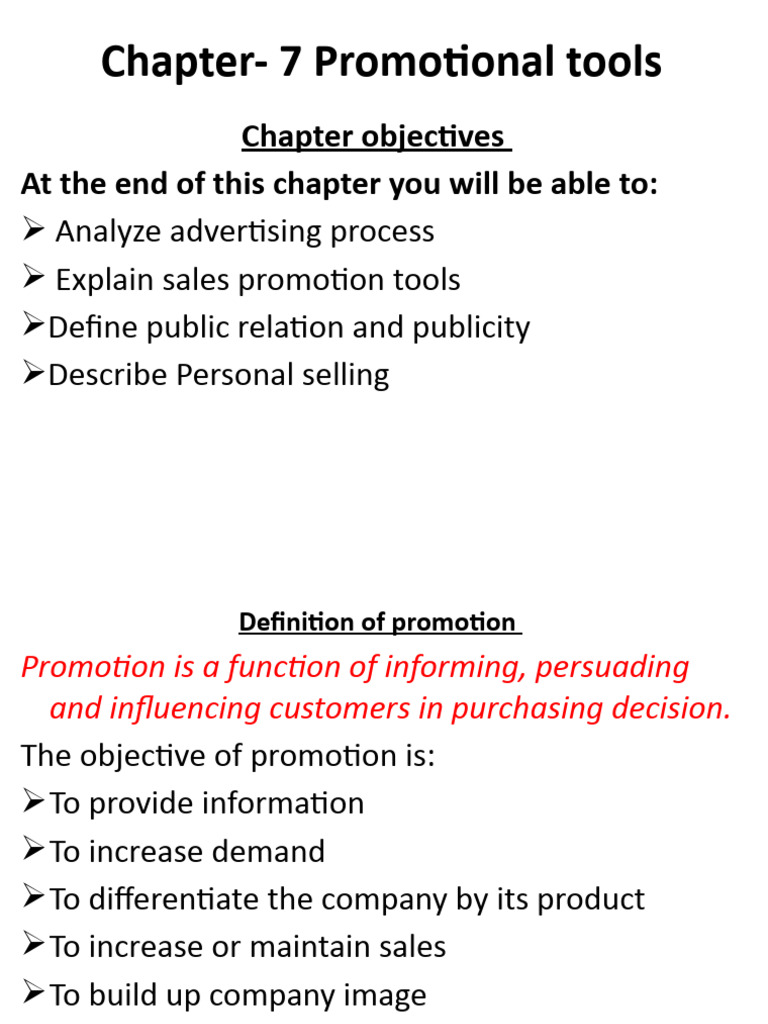 Chapter 7 Promotional Tools. | PDF | Advertising | Sales