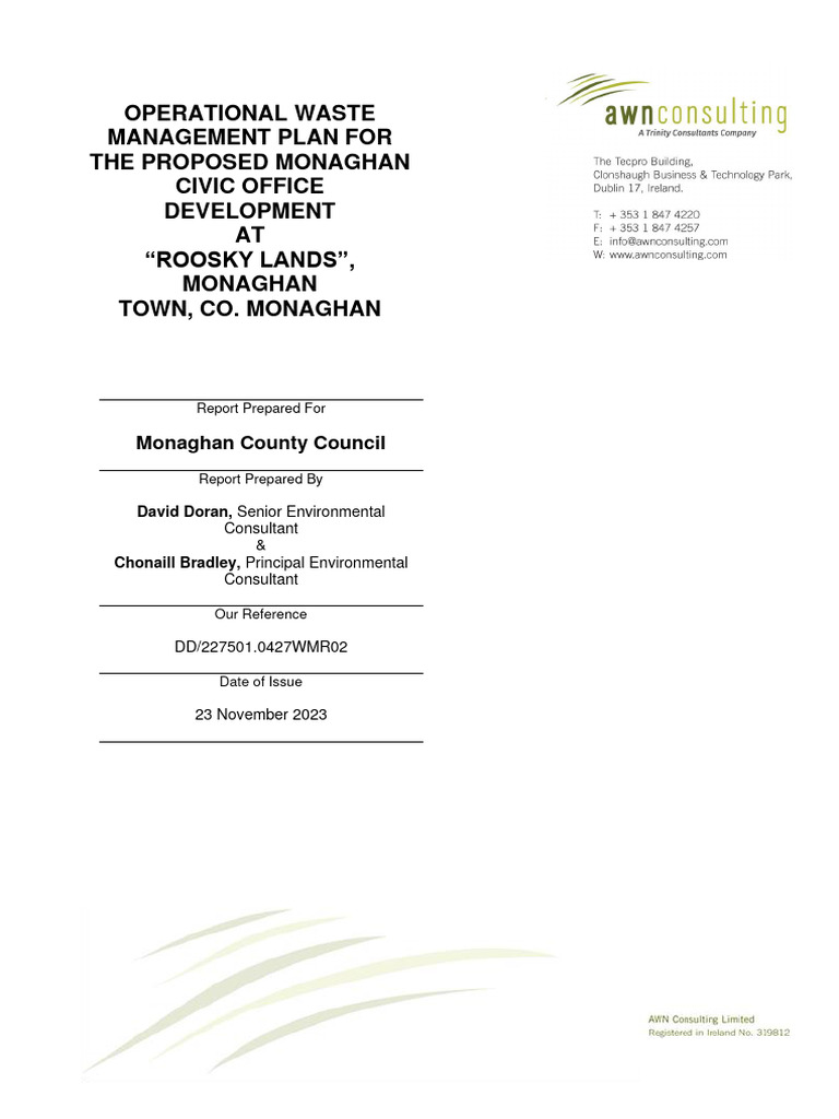 Operational Waste Managment Plan - Monaghan | PDF | Waste | Waste ...
