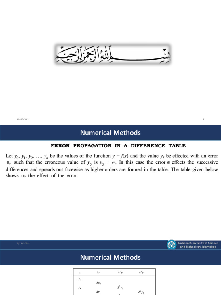 Lec 14 Error Propagation In Finite Difference Table Interpolation