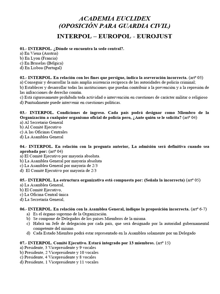 Estructura y Funciones de INTERPOL y EUROPOL | PDF | Gobierno