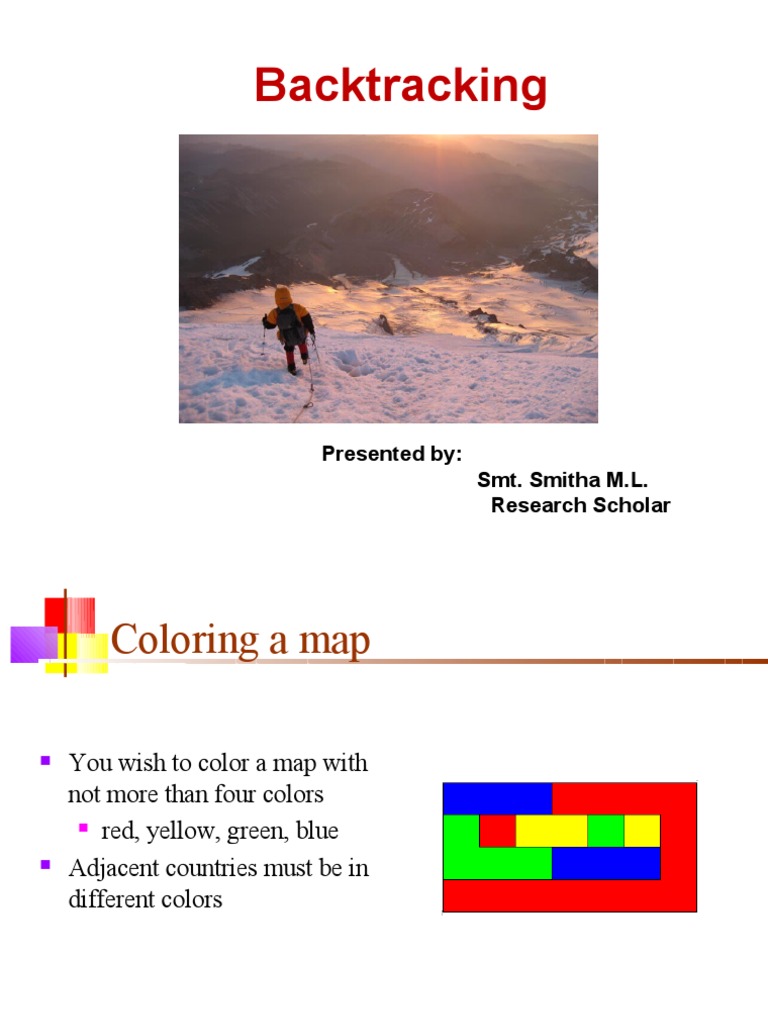 Backtracking: Presented By: Smt. Smitha M.L. Research Scholar | PDF ... Backtracking: Presented By: Smt. Smitha M.L. Research Scholar | PDF ...