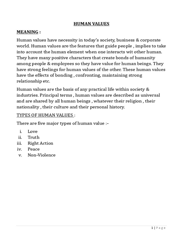 Human values | PDF | Morality | Social Psychology