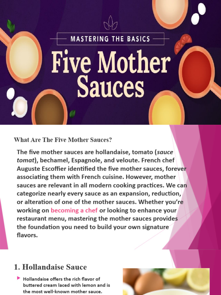 Mother Sauces | PDF | Tomato Sauce | Sauce