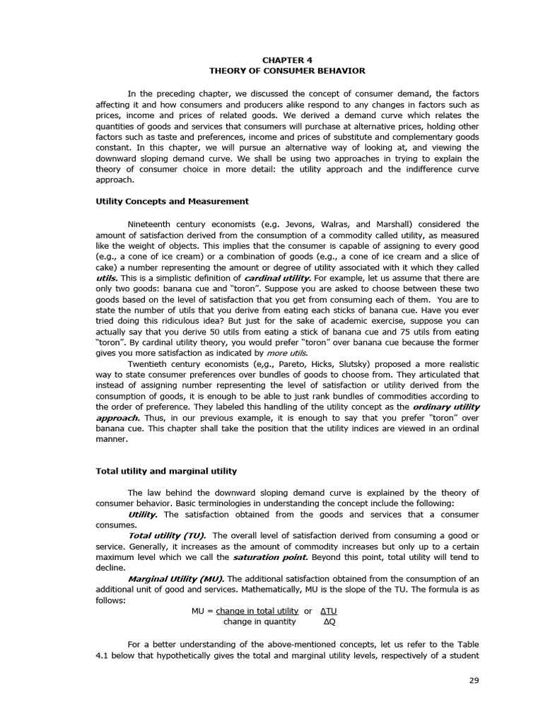CHAPTER-4 Econ | PDF | Utility | Marginal Utility