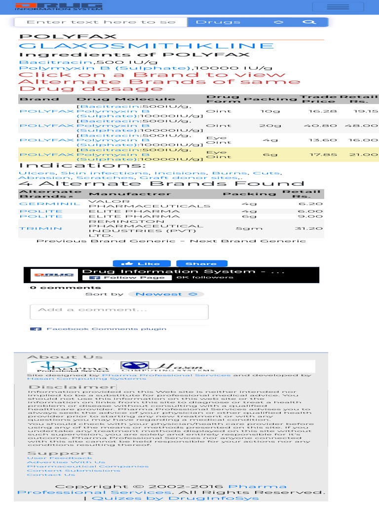 Alternate Brands of POLYFAX | PDF | Pharmaceutical Industry | Medicine