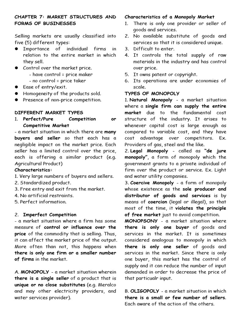 Market Structures 1 | PDF | Oligopoly | Monopoly