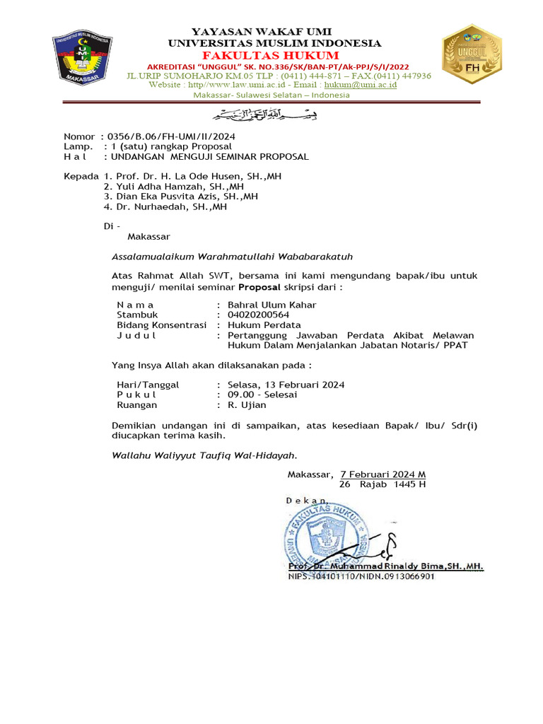 Undangan Proposal 13 Februari 2024 | PDF
