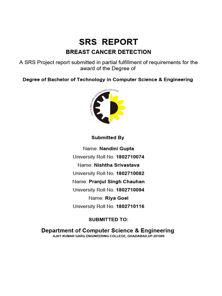 Final Year Project SRS | PDF | Cancer | Breast Cancer