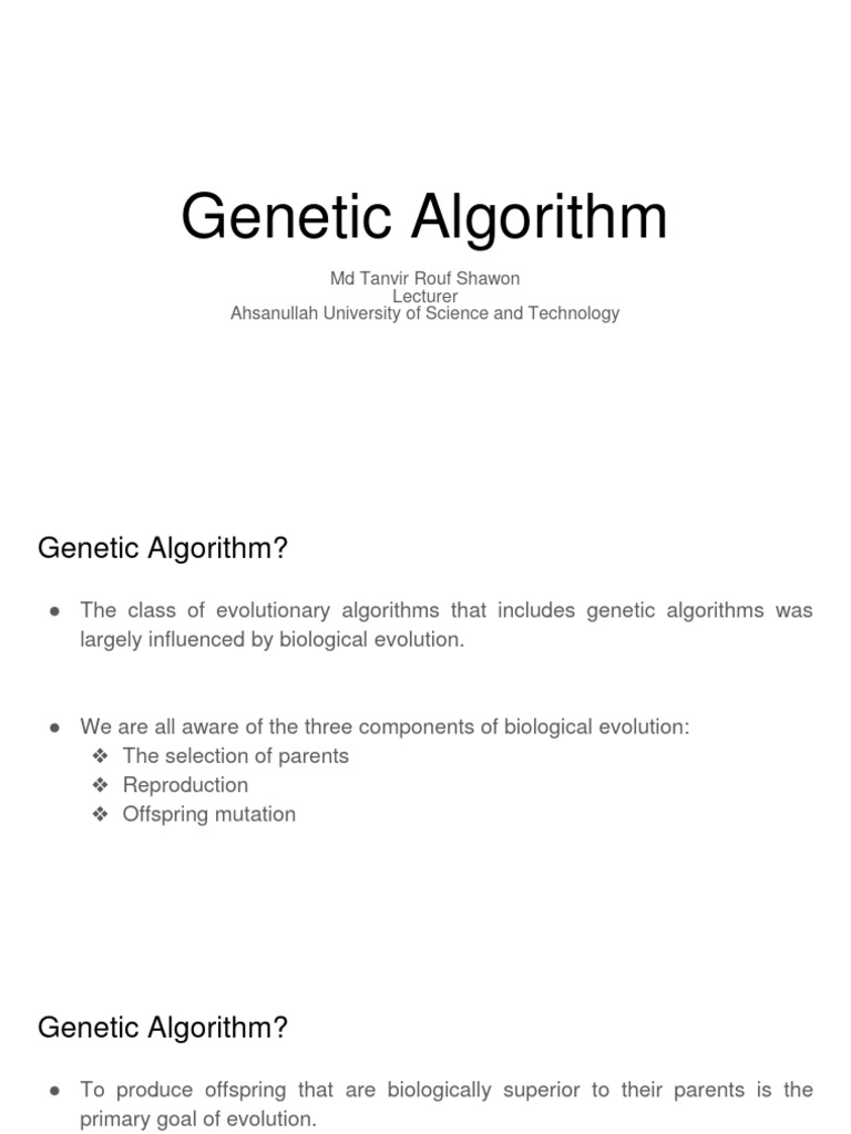 Genetic Algorithm (GA) | PDF | Genetic Algorithm | Natural Selection