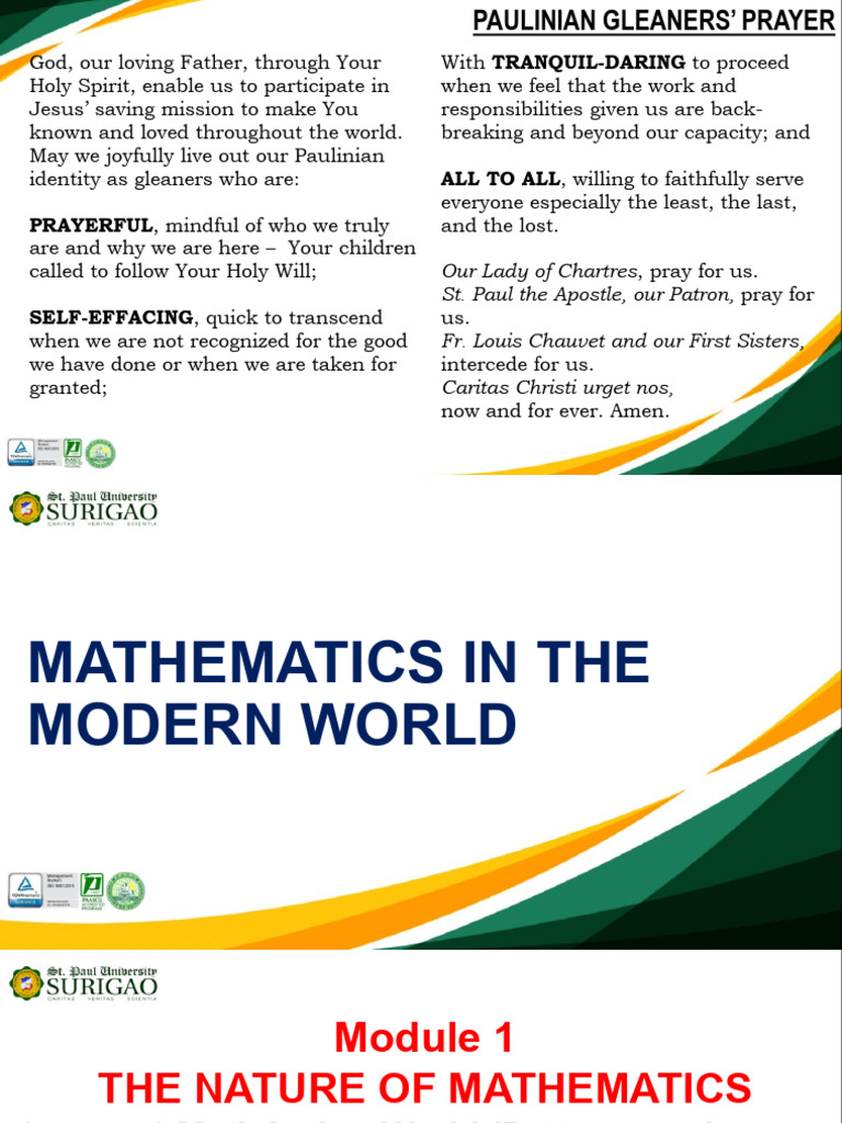 Module 1 The Nature of Mathematics | PDF | Inductive Reasoning | Reason