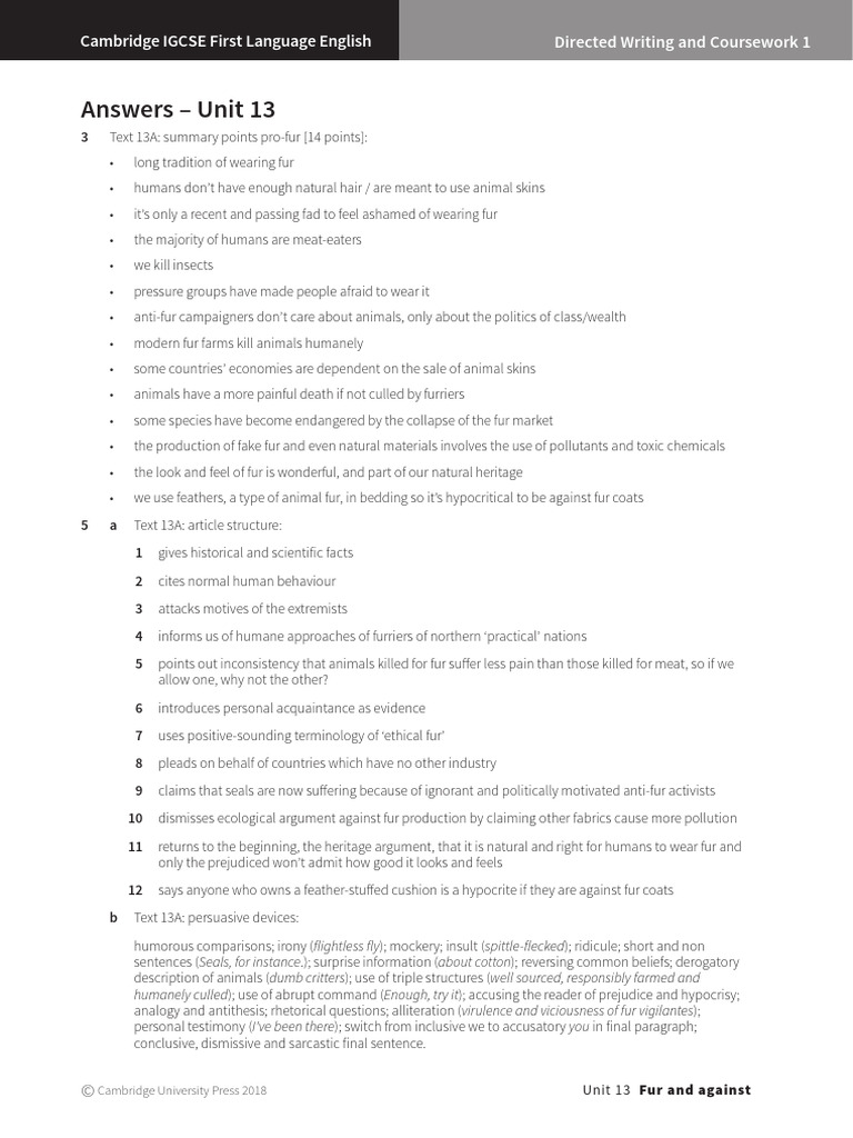 Answers Unit13 IGCSE FLE | PDF | Social Science | Philosophy