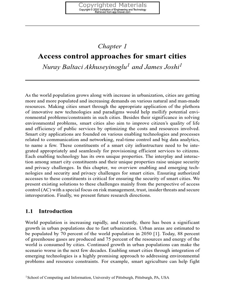 Access control for smart cities | PDF | Machine Learning | Internet Of Things