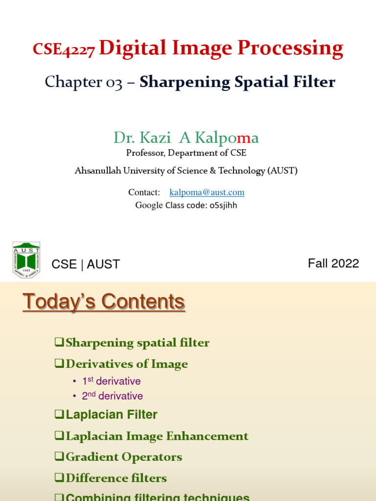 3.4. Sharpening Spatial Filtering | PDF | Signal Processing | Algorithms