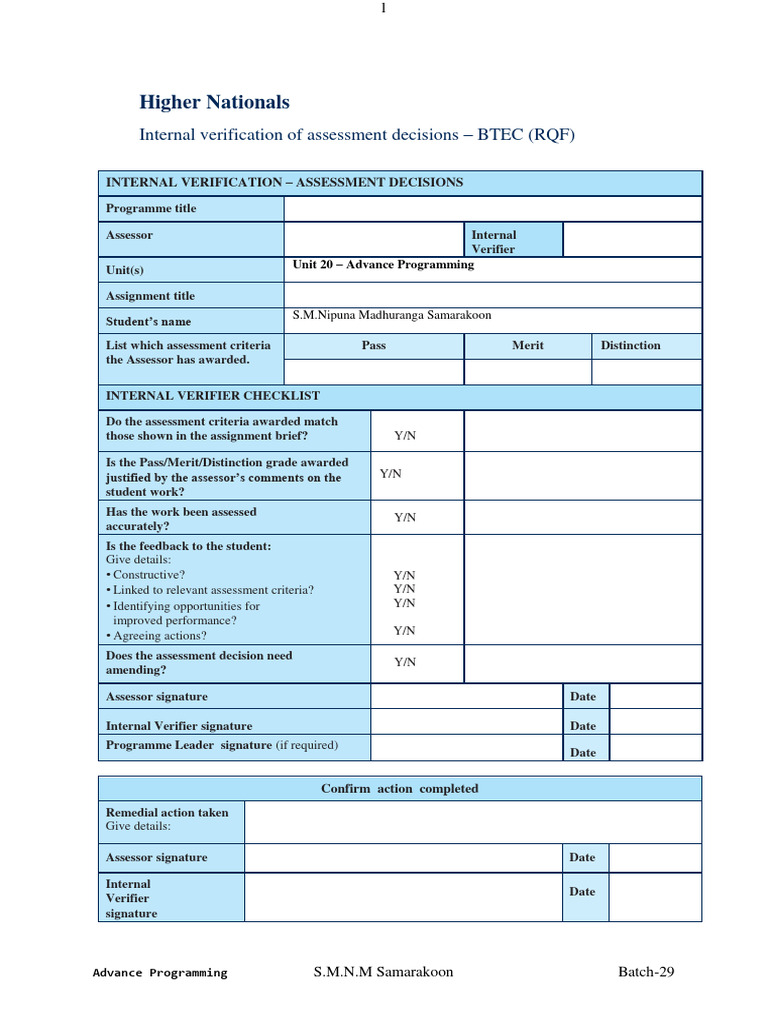 Higher Nationals: Internal Verification of Assessment Decisions - BTEC (RQF) | PDF | Inheritance ...