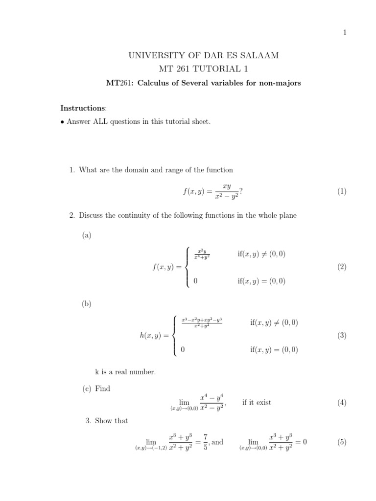 MT261 Tutoria 1 | PDF | Mathematical Concepts | Elementary Mathematics