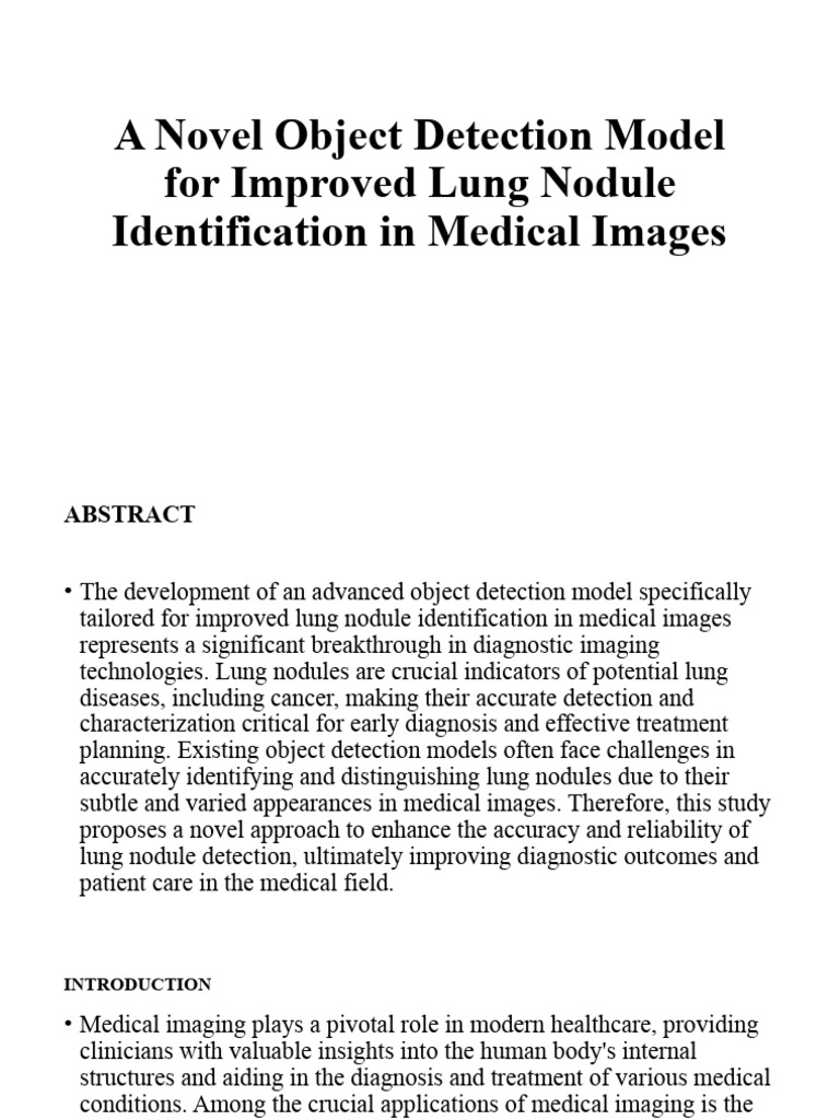 A Novel Object Detection Model For Improved Lung | PDF | Medical ...