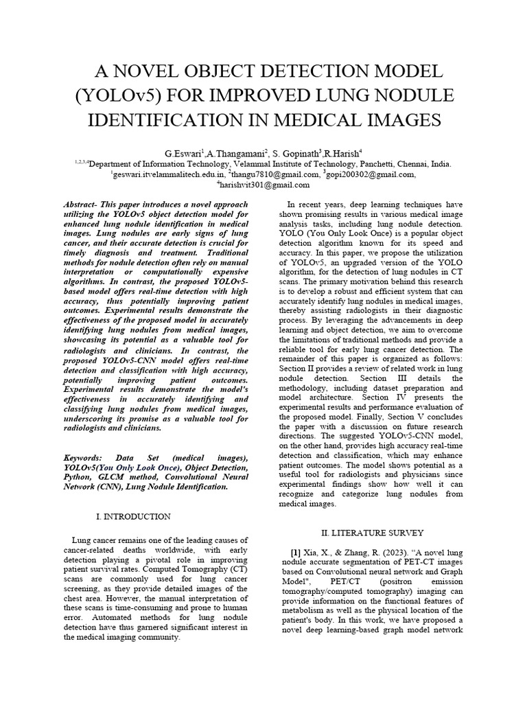 A NOVEL OBJECT DETECTION MODEL (YOLOv5) FOR IMPROVED LUNG NODULE ...