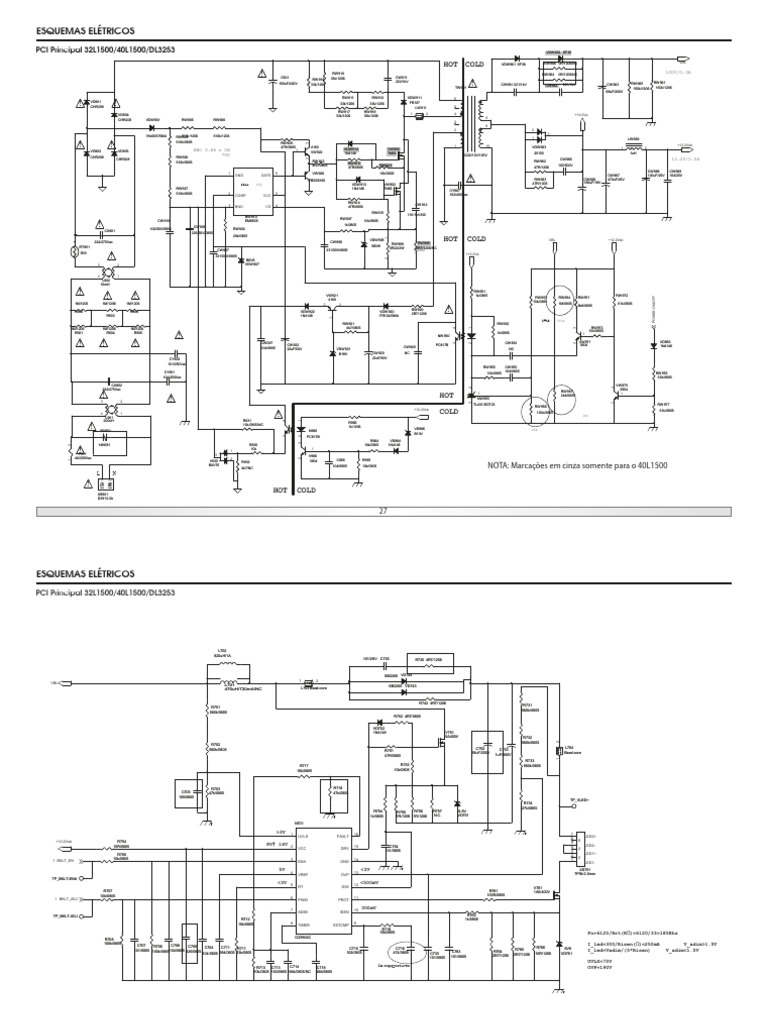 Esquema Eletrico Fonte TV Semp DL3253 | PDF