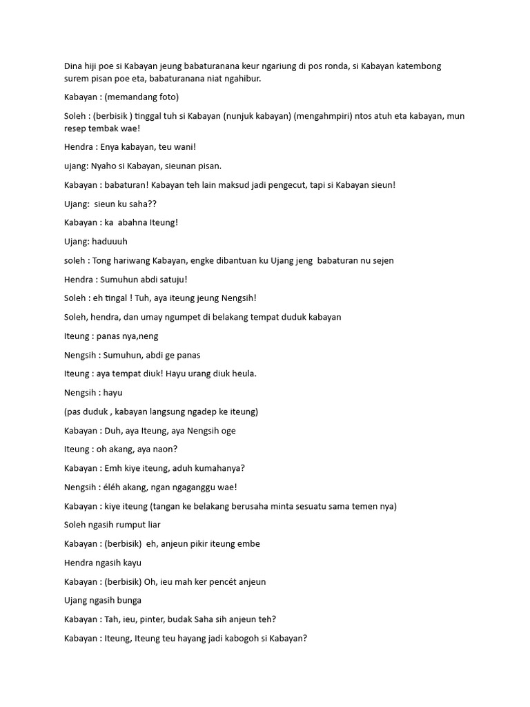Drama Si Kabayan dan Iteung | PDF