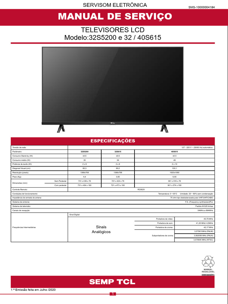 Esquema Eletrico TV TCL-32S615-32S5200 | PDF | Rede de computadores | USB