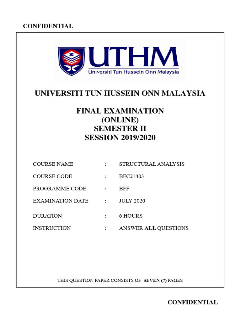SOALAN FINAL | PDF | Truss | Beam (Structure)