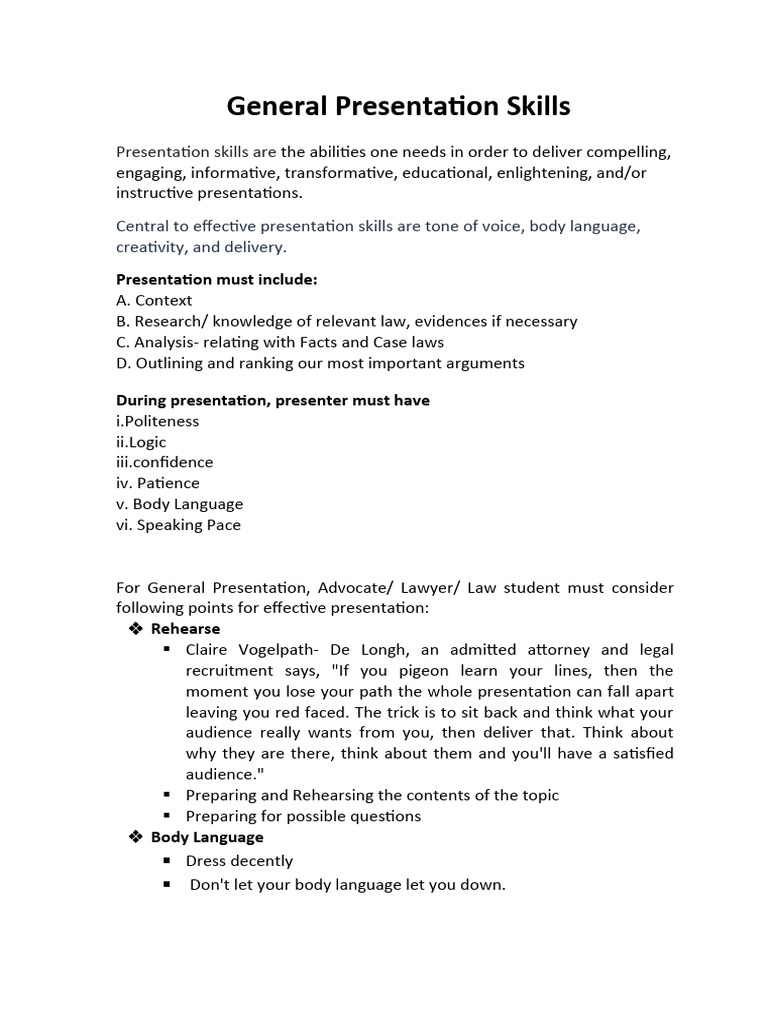 Essential Presentation Skills for Lawyers | PDF | Body Language | Cognitive Science
