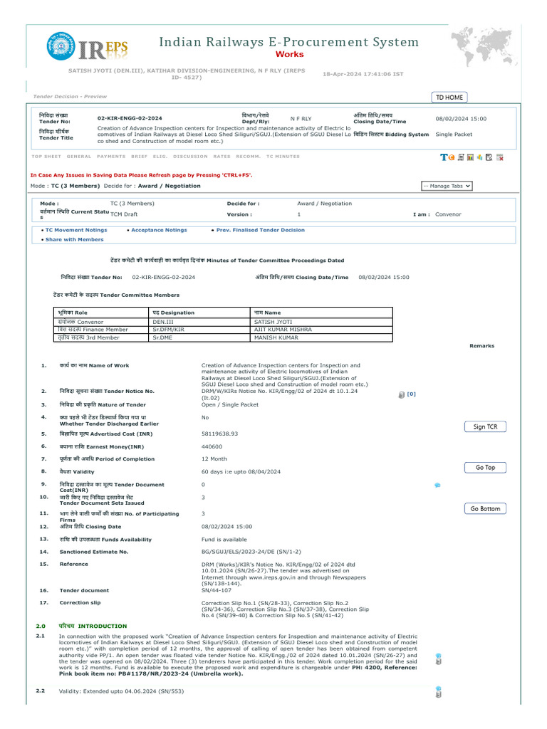 Tender for Electric Locomotive Inspection Centers | PDF | Subcontractor ...
